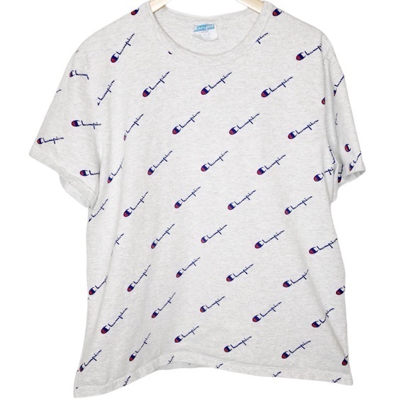 Champion | Tops | Vintage Champion Shirt 7s Blue Bar Tag Allover ...